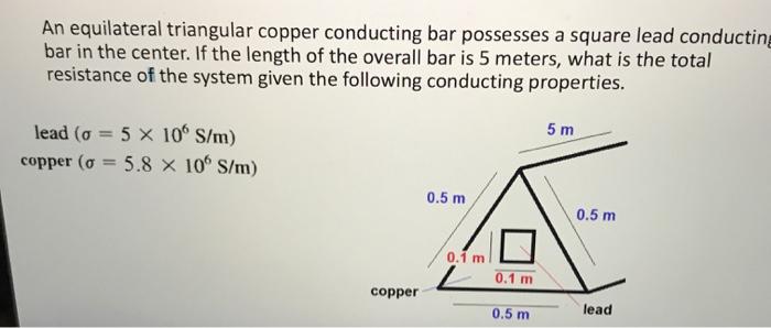 Solved An equilateral triangular copper conducting bar | Chegg.com