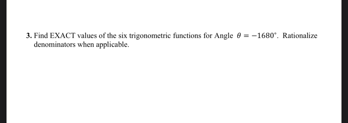 Solved Find Exact Values Of The Six Trigonometric Functions