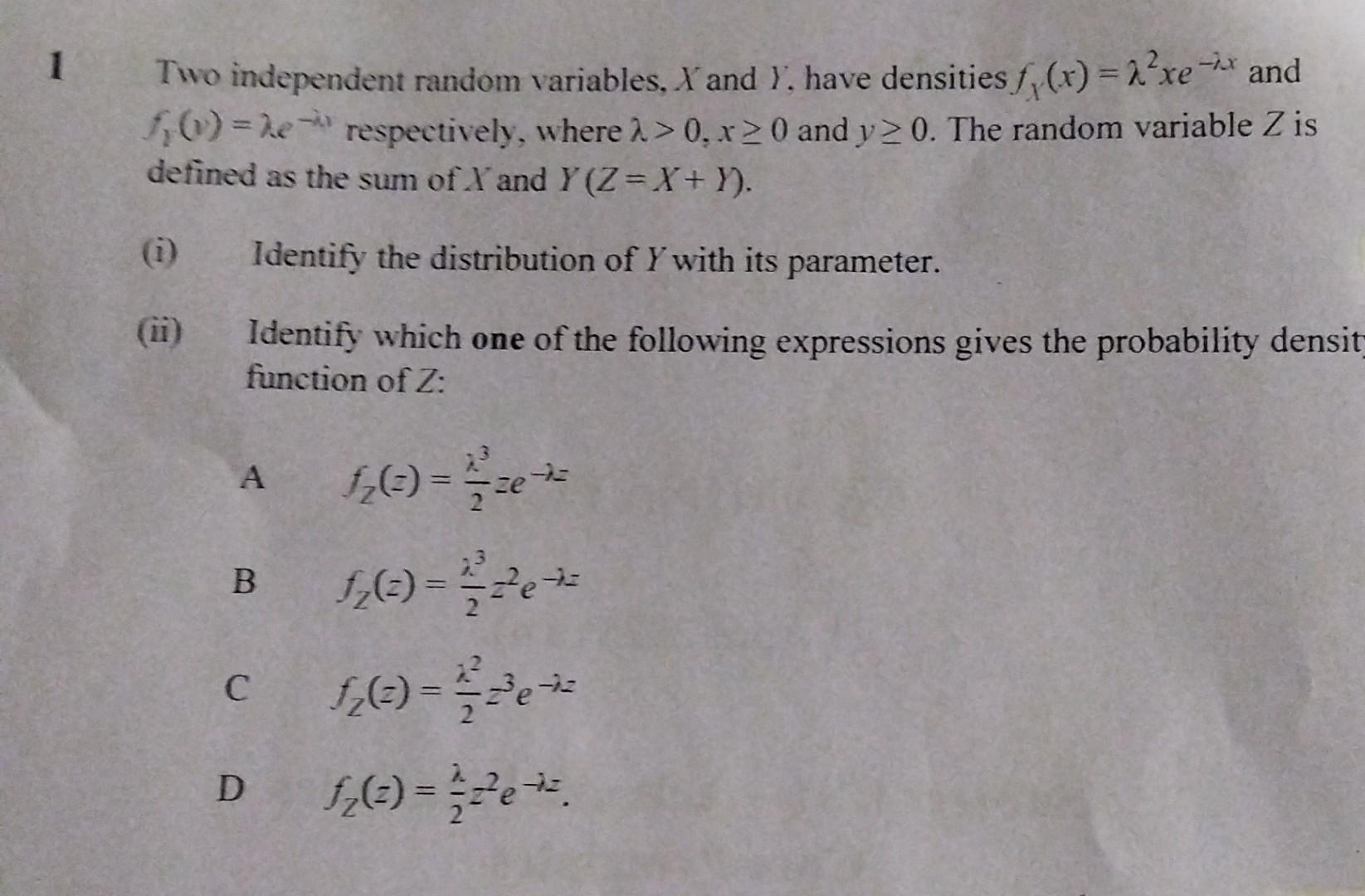 Solved Two Independent Random Variables X And Y Have