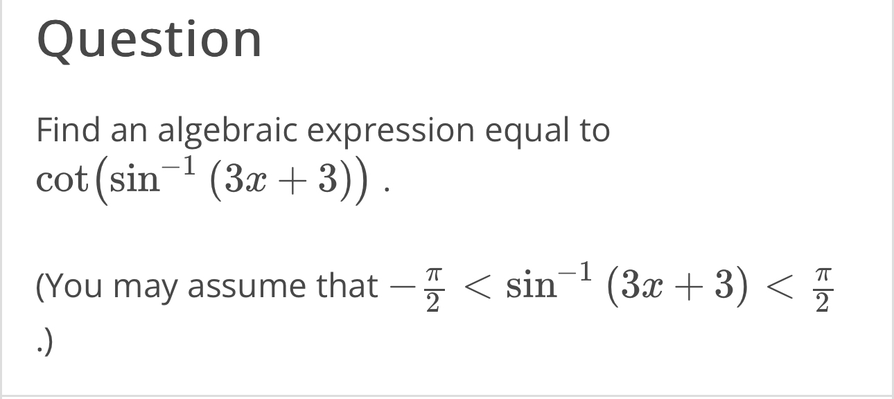 Solved QuestionFind an algebraic expression equal to | Chegg.com