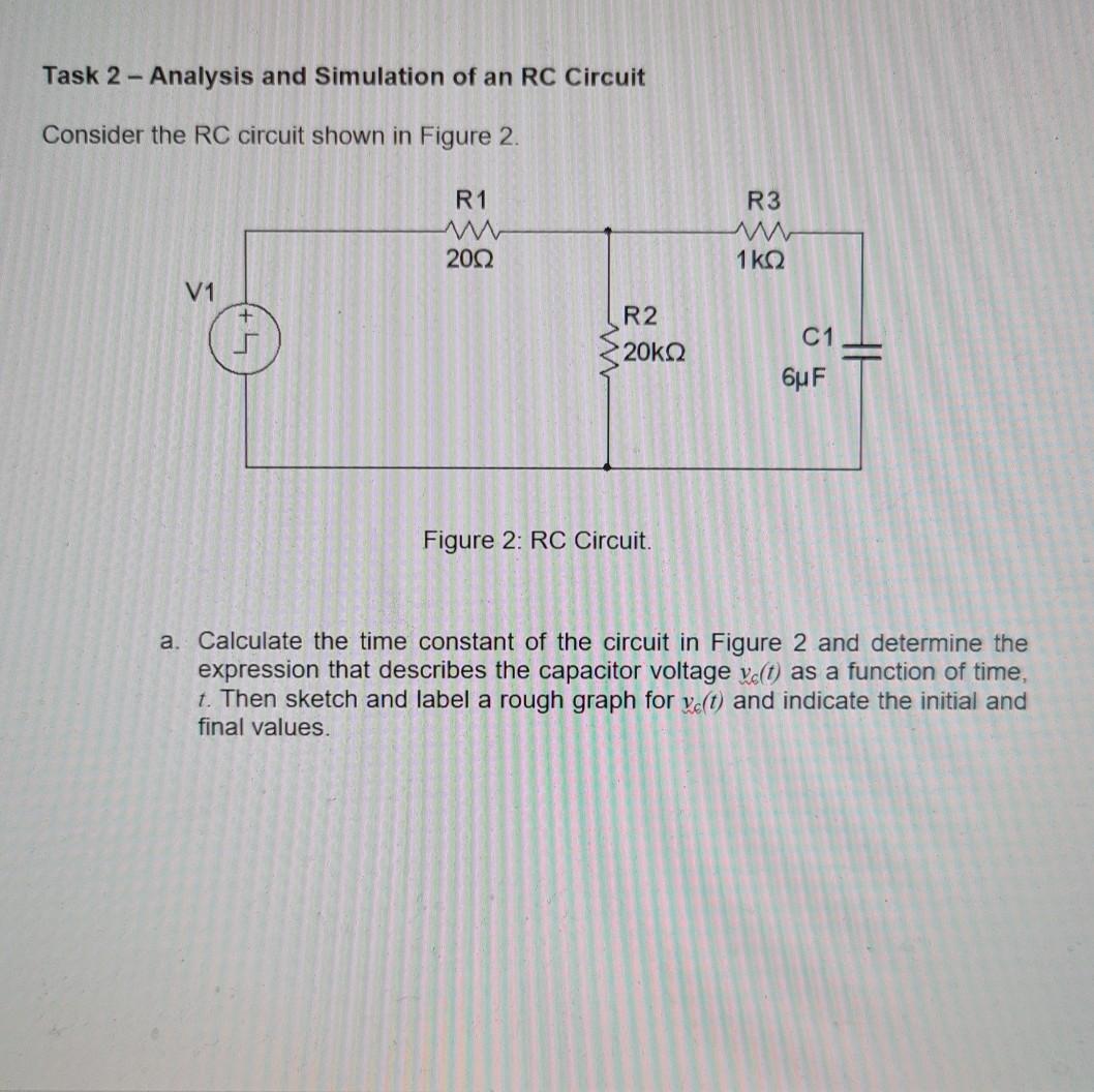 Solved Task 2 - Analysis and Simulation of an RC Circuit | Chegg.com