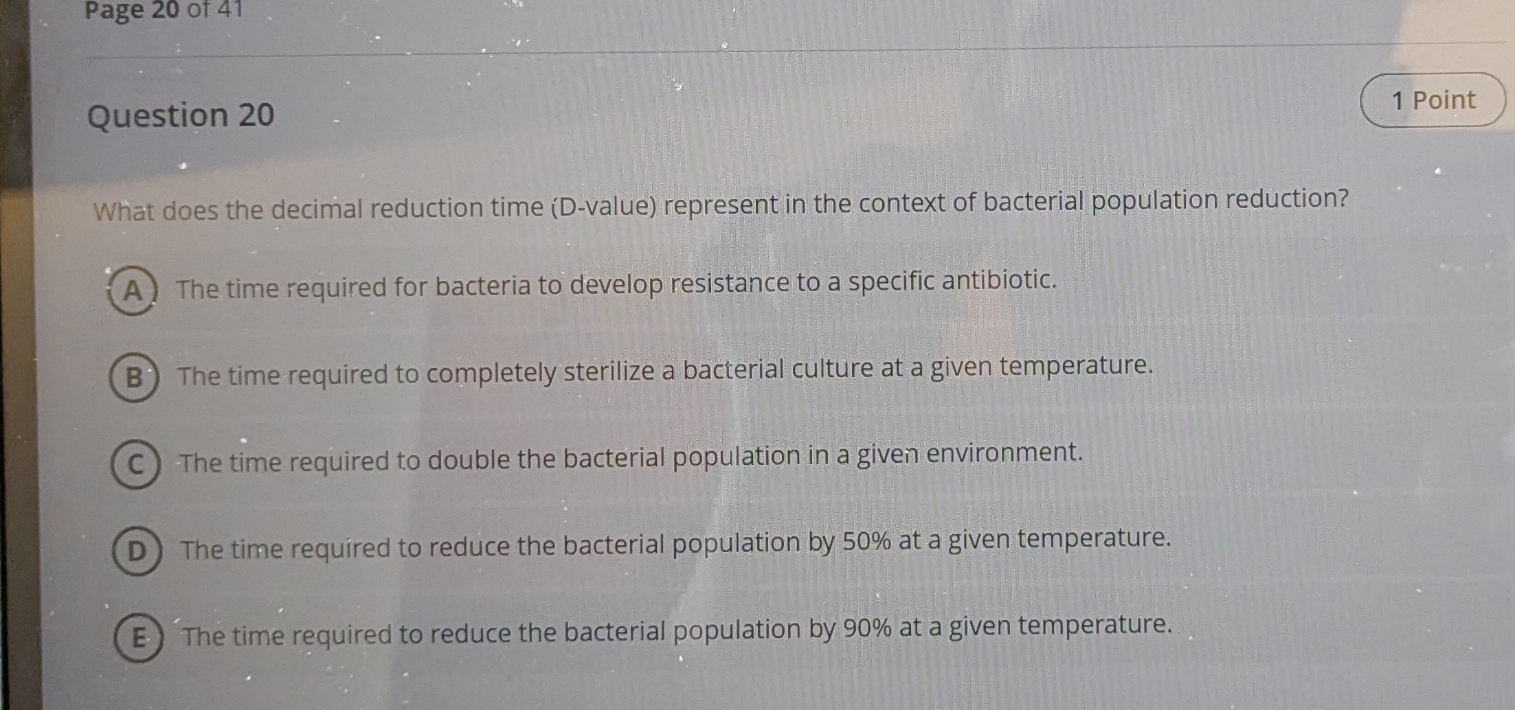 Question 20What does the decimal reduction time | Chegg.com