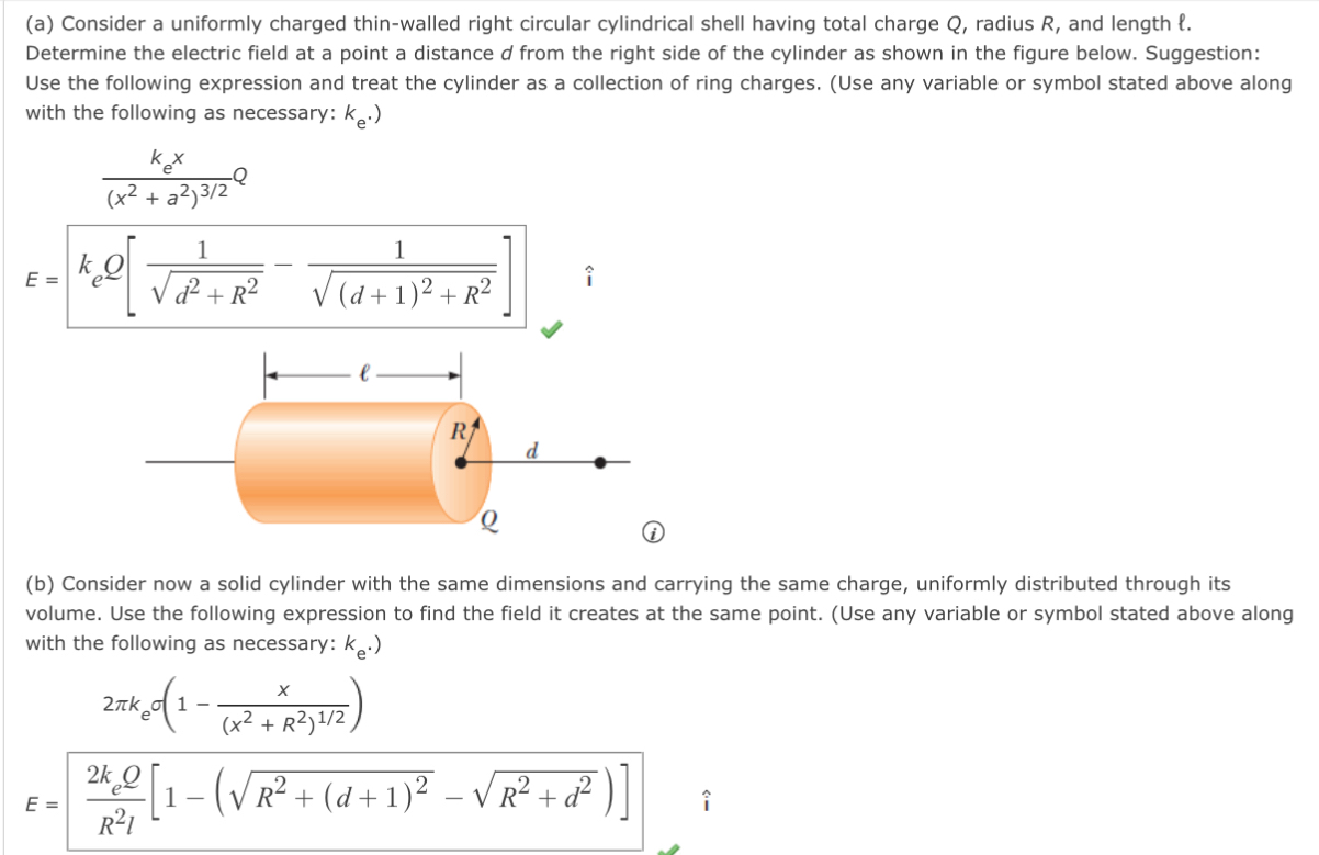Solved (a) ﻿Consider a uniformly charged thin-walled right | Chegg.com
