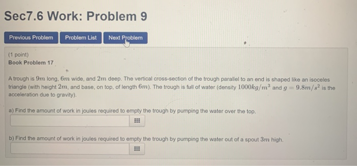 Solved Sec7.6 Work: Problem 1 Previous Problem Problem List | Chegg.com