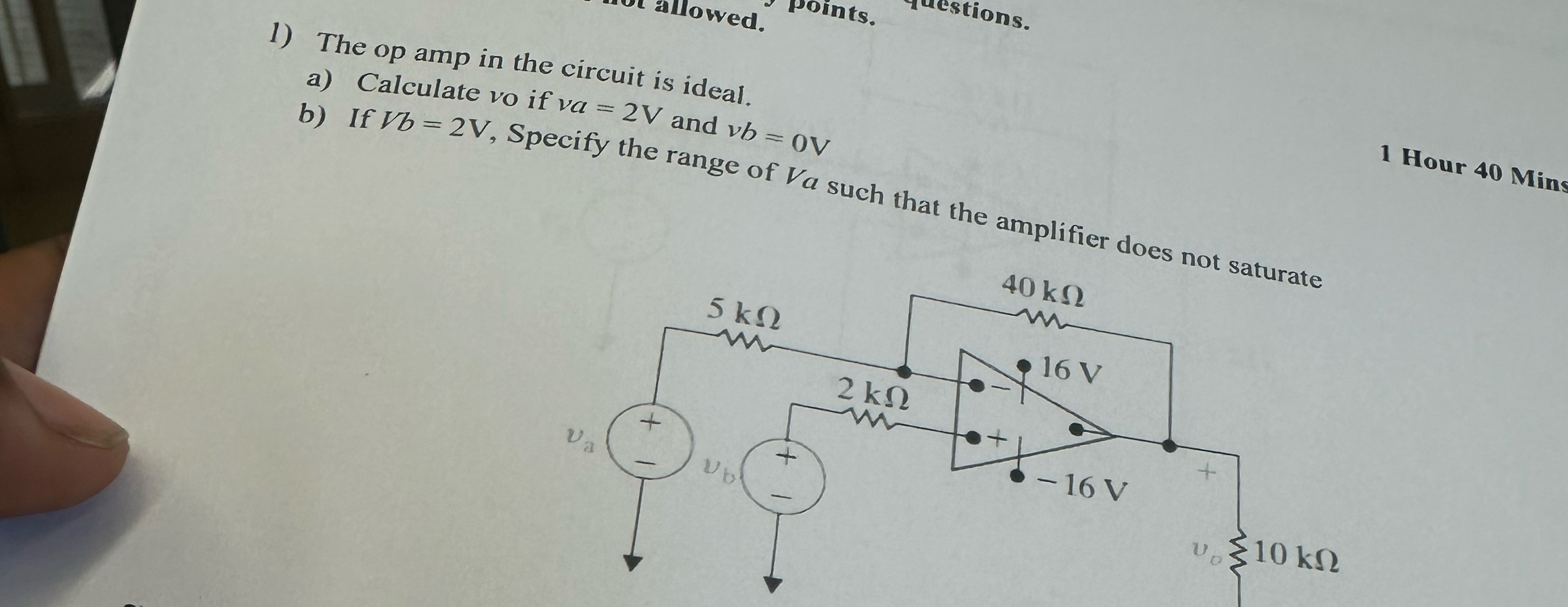 Solved The op amp in the circuit is ideal.a) ﻿Calculate vo | Chegg.com