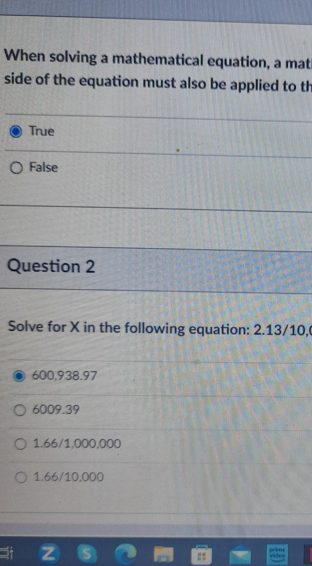 Solved When solving a mathematical equation, a mat side of | Chegg.com