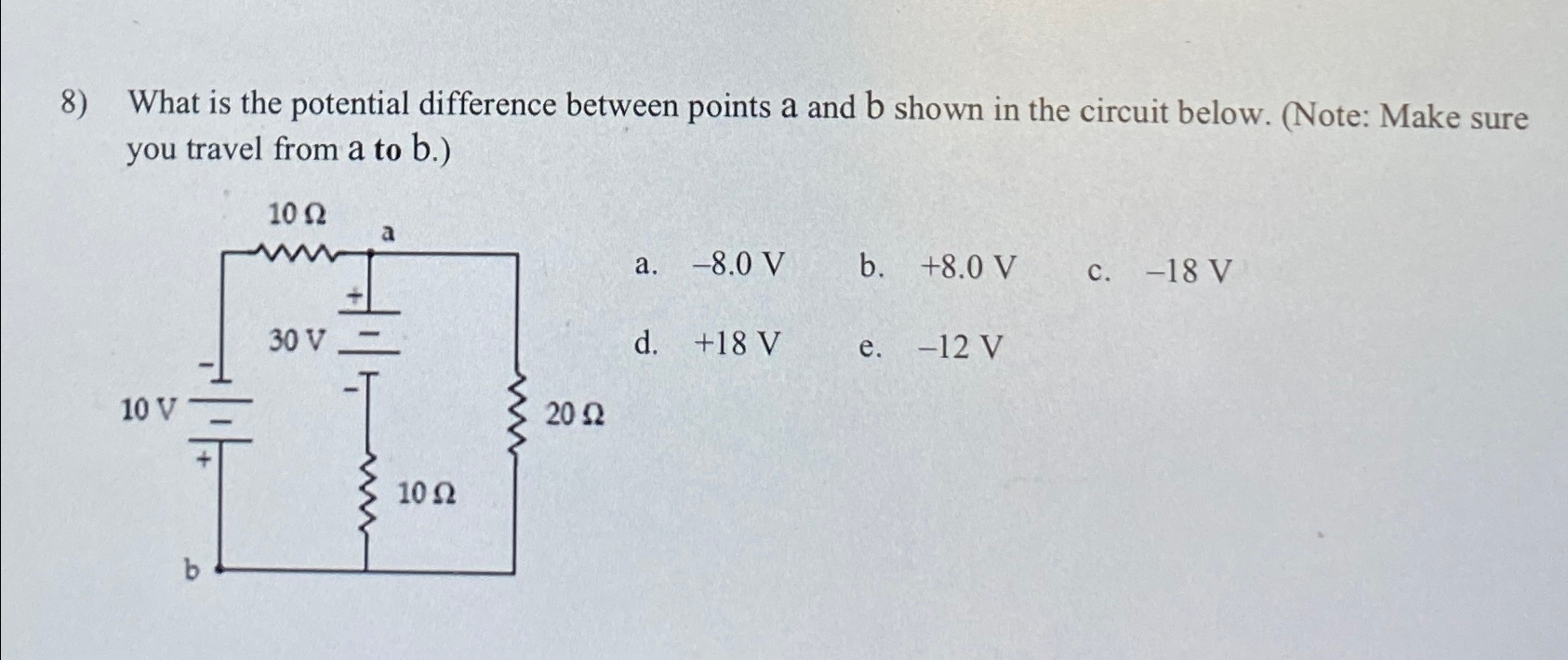 Solved What is the potential difference between points a and | Chegg.com