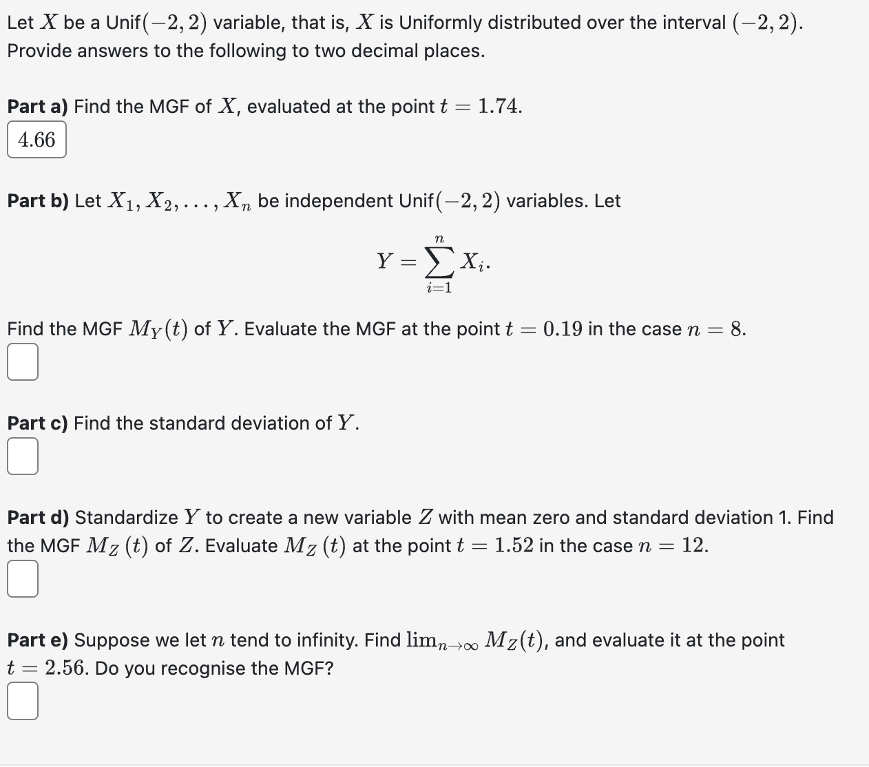 Solved Let x ﻿be a Unif (-2,2) ﻿variable, that is, x ﻿is | Chegg.com