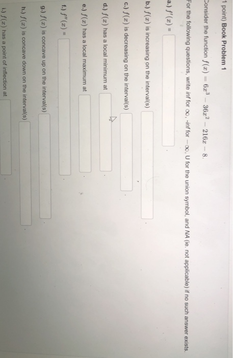 Solved 1 point) Book Problem 1 Consider the function f(x) = | Chegg.com