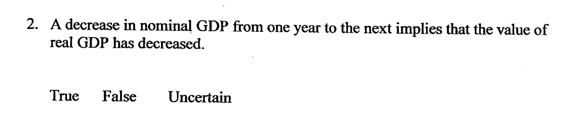 Solved A decrease in nominal GDP from one year to the next | Chegg.com