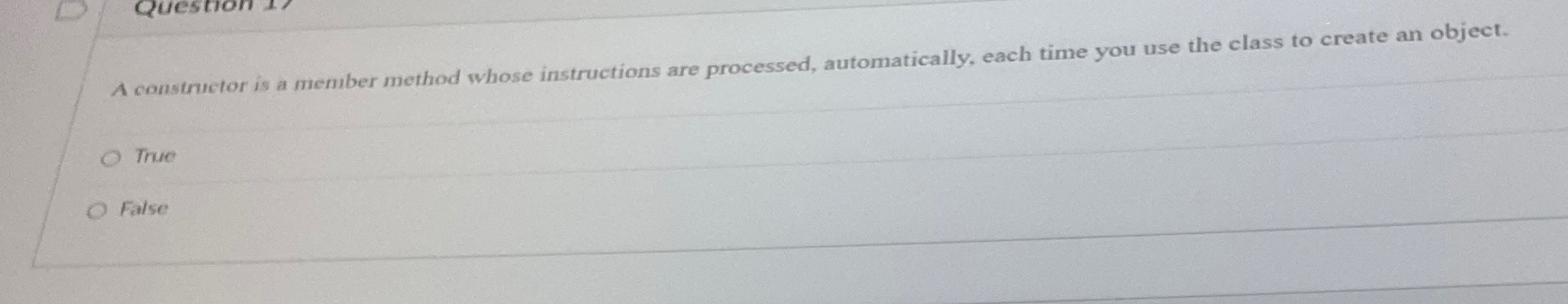 Solved A constructor is a member method whose instructions | Chegg.com