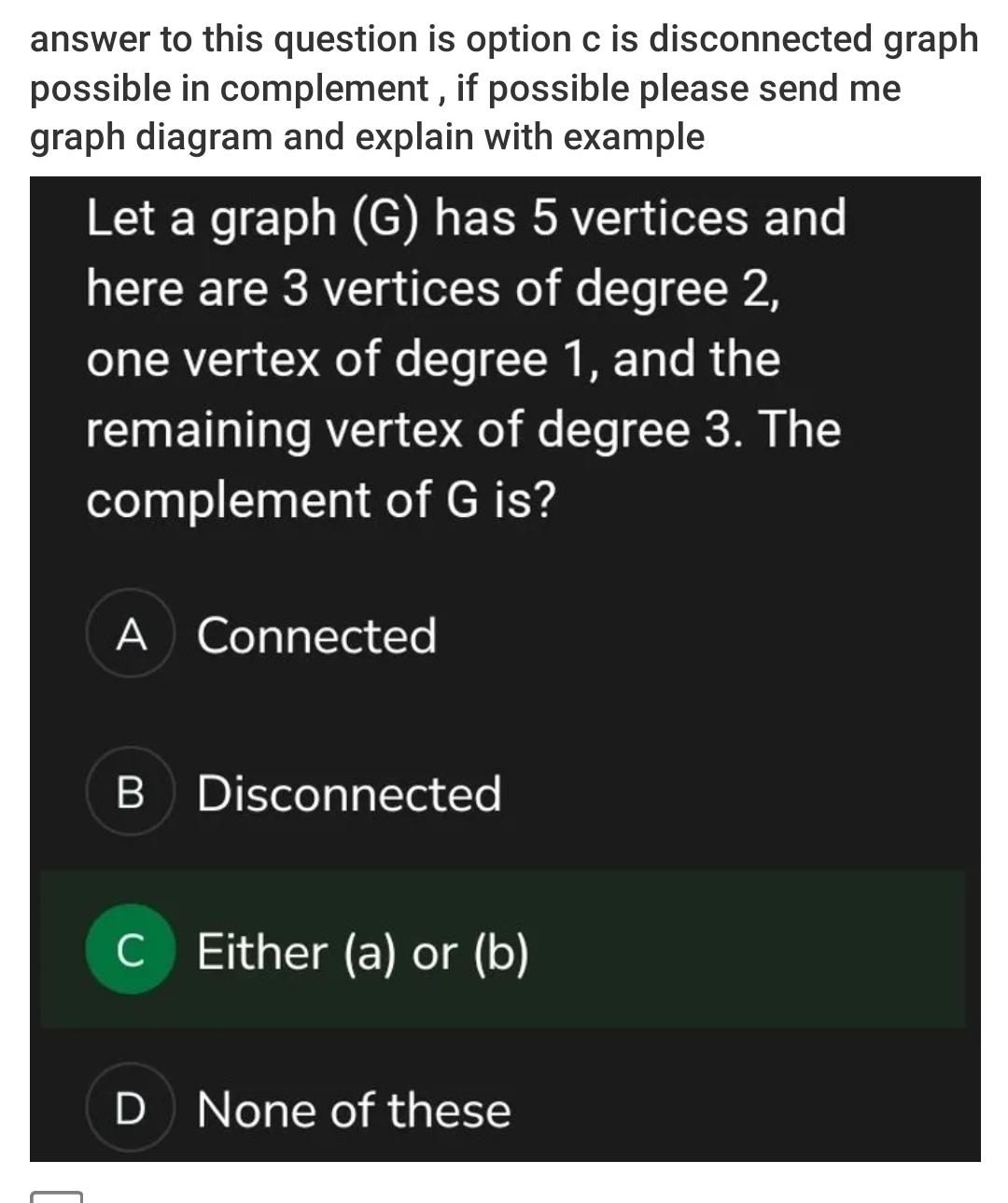 Solved answer to this question is option c ﻿is disconnected | Chegg.com
