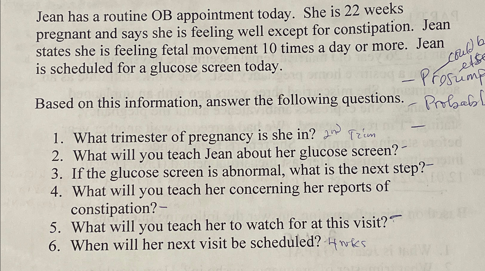 Solved Jean has a routine OB appointment today. She is 22 | Chegg.com