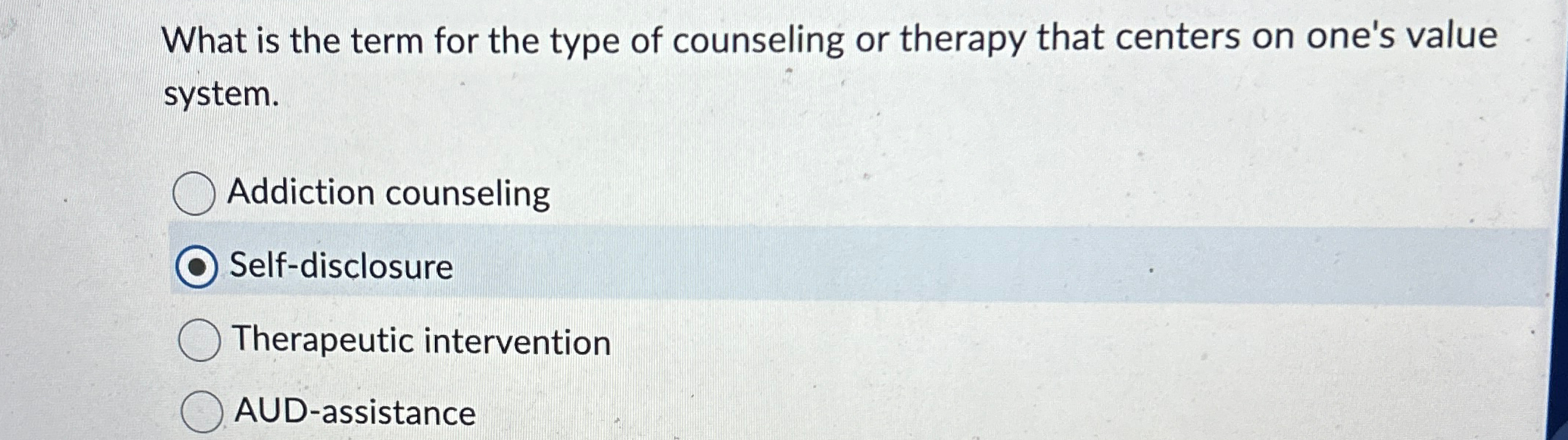 Solved What is the term for the type of counseling or | Chegg.com