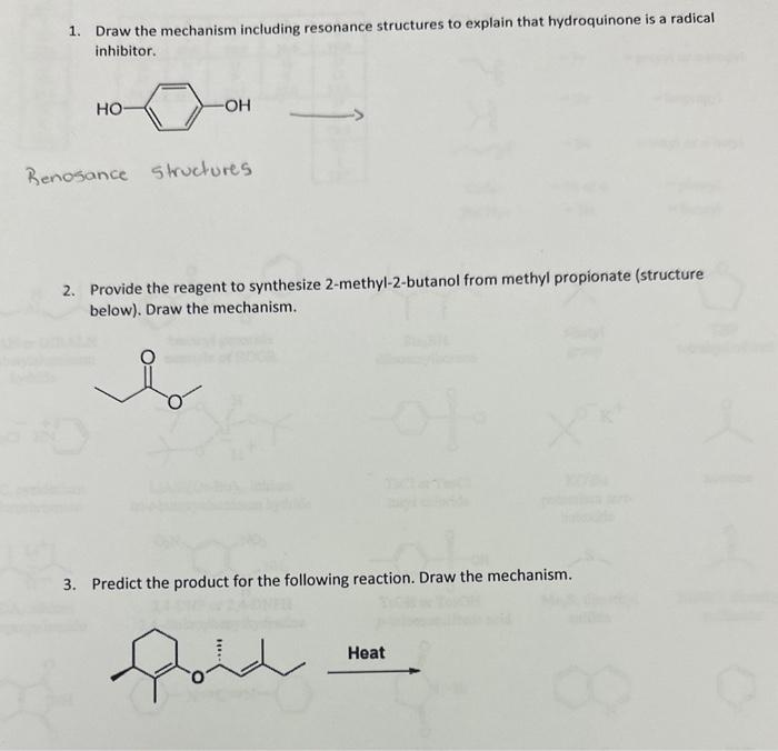 Solved 1. Draw the mechanism including resonance structures | Chegg.com