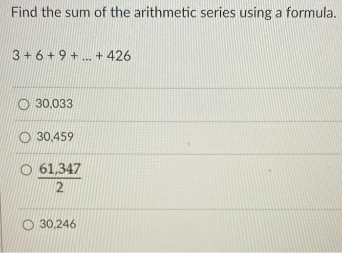 Solved Find the sum of the arithmetic series using a | Chegg.com