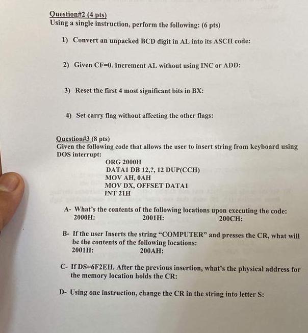 Solved Question#2 (4 ﻿pts)Using a single instruction, | Chegg.com