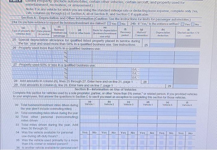 Use the following information to complete Form 4562 | Chegg.com