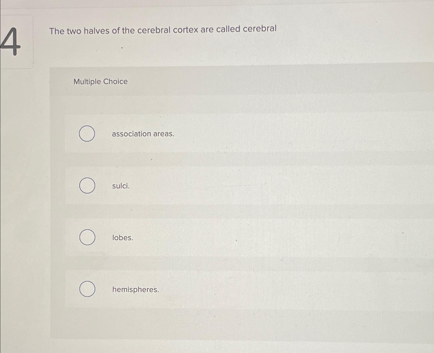 Solved The two halves of the cerebral cortex are called | Chegg.com