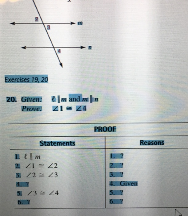 Solved Exercises 19, 20 20. Given: 2m and min Prove: Z1 = 24 | Chegg.com