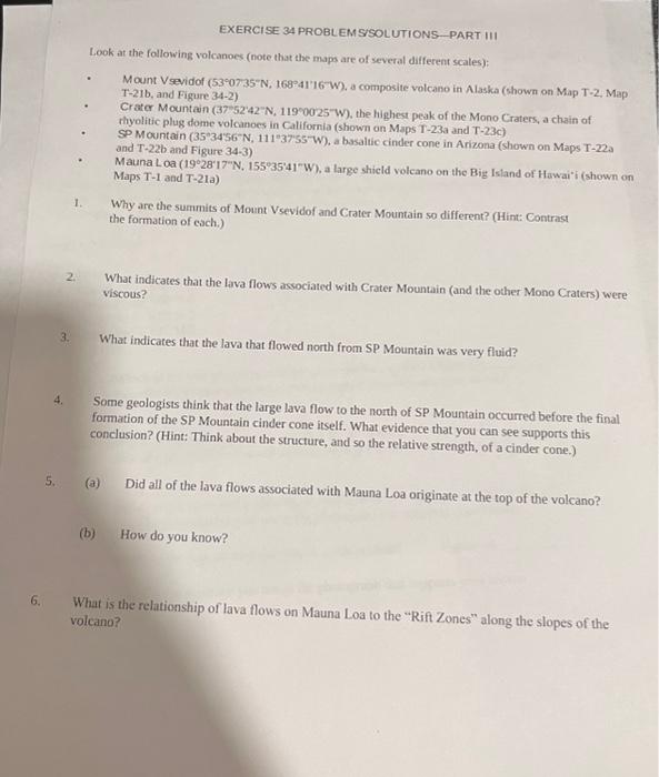 Solved EXERCISE 34 PROBLEMSYSOLUTIONS PART III Look at the | Chegg.com