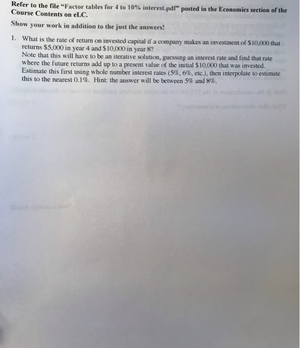 Solved Refer to the file "Factor tables for 4 to 10% | Chegg.com