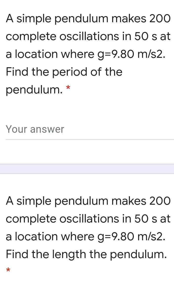 Solved A simple pendulum makes 200 complete oscillations in | Chegg.com