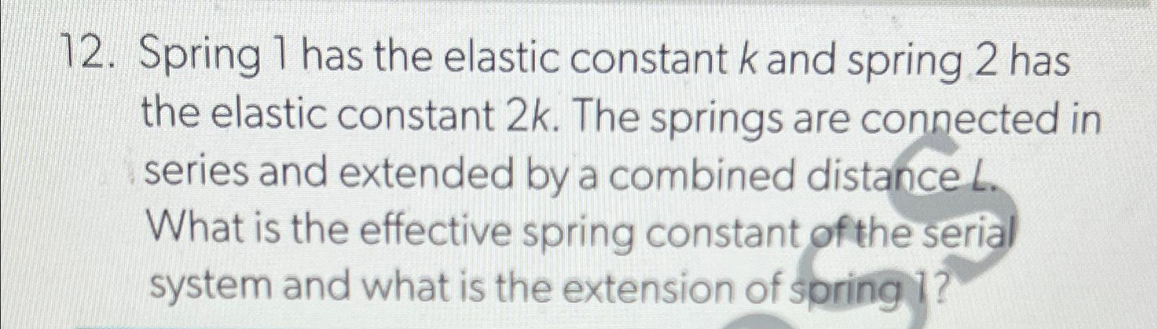 Solved Spring 1 ﻿has the elastic constant k ﻿and spring 2 | Chegg.com