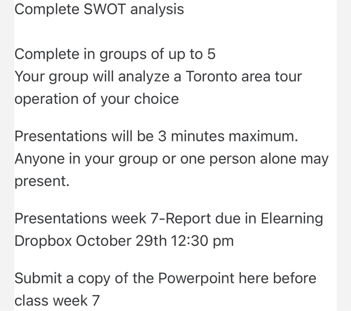 Solved Complete SWOT analysis Complete in groups of up to 5 | Chegg.com