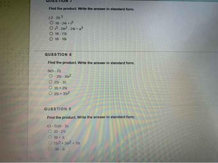 Solved QUESTION / Find the product. Write the answer in | Chegg.com