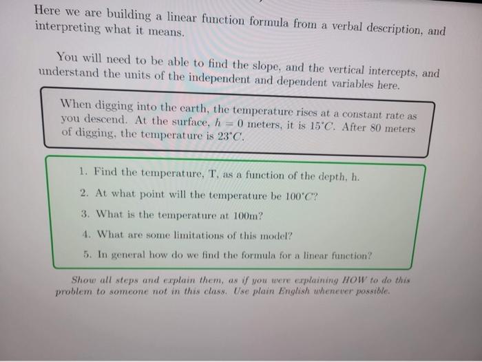 Solved Here We Are Building A Linear Function Formula From A 3809