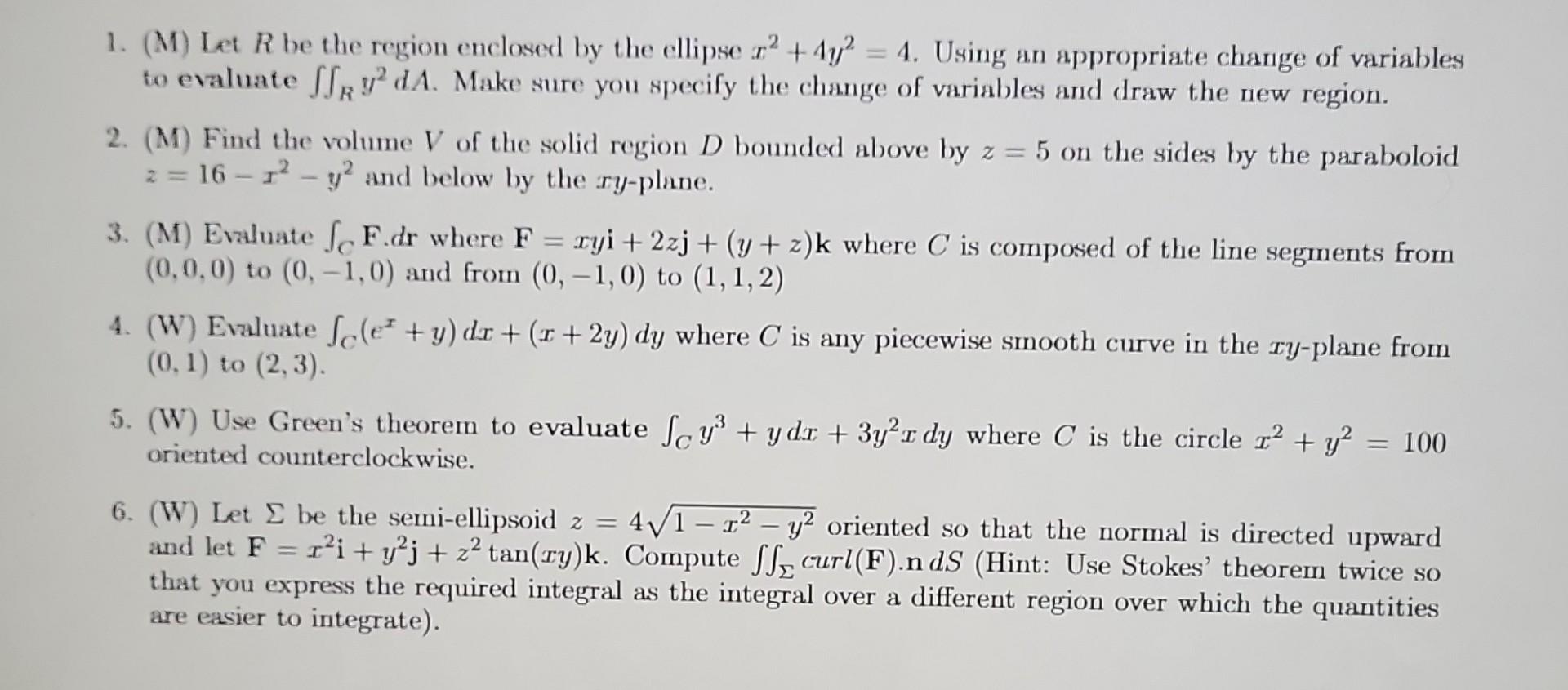 Solved 1. (M) Let R be the region enclosed by the ellipse | Chegg.com