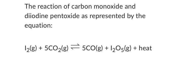 The reaction of carbon monoxide and diiodine | Chegg.com