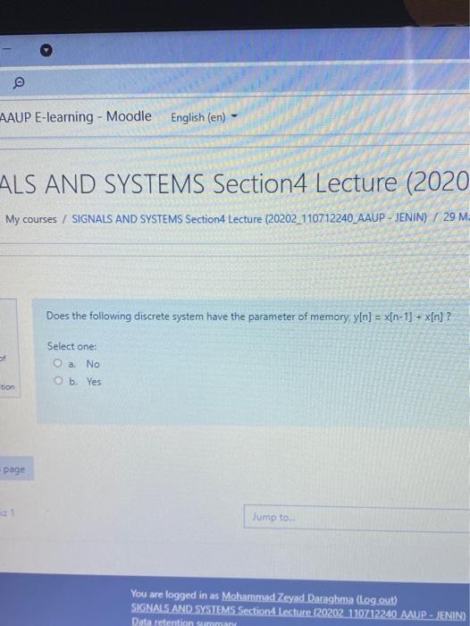 Solved AAUP E-learning - Moodle English (en) ALS AND SYSTEMS | Chegg.com