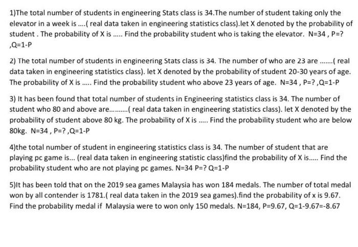 1)The total number of students in engineering Stats | Chegg.com