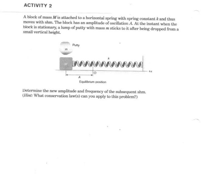 Solved A block of mass M is attached to a horizontal spring | Chegg.com