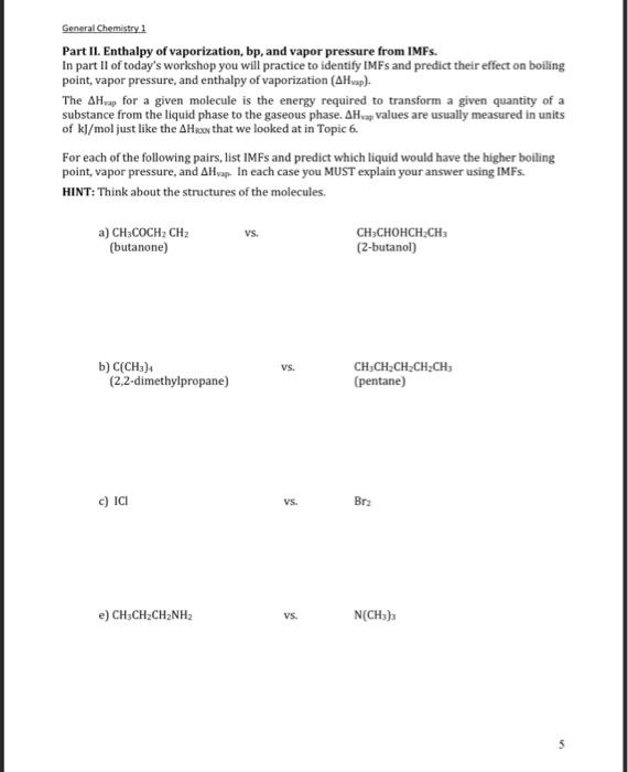 Solved General Chemistry 1 Workshop 11. Intermolecular | Chegg.com