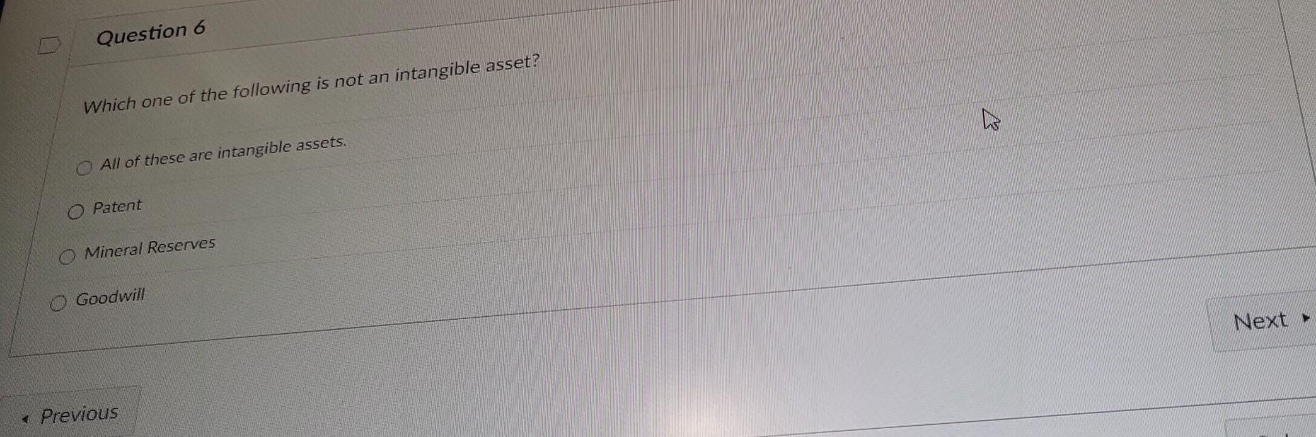Solved Which one of the following is not an intangible | Chegg.com
