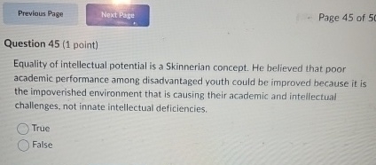 Solved Question 45 (1 ﻿point)Equality of intellectual | Chegg.com