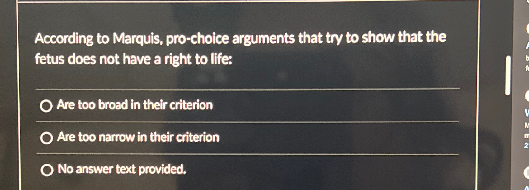 Solved According to Marquis, pro-choice arguments that try | Chegg.com