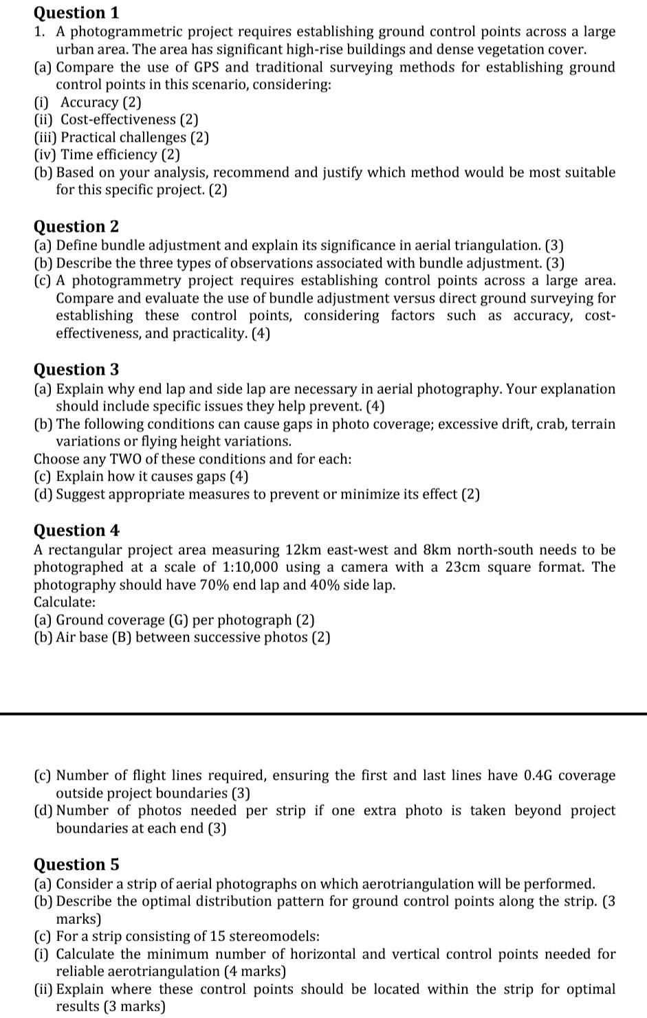 Solved Question 1A photogrammetric project requires | Chegg.com
