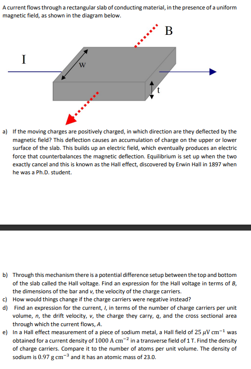 Solved A current flows through a rectangular slab of | Chegg.com