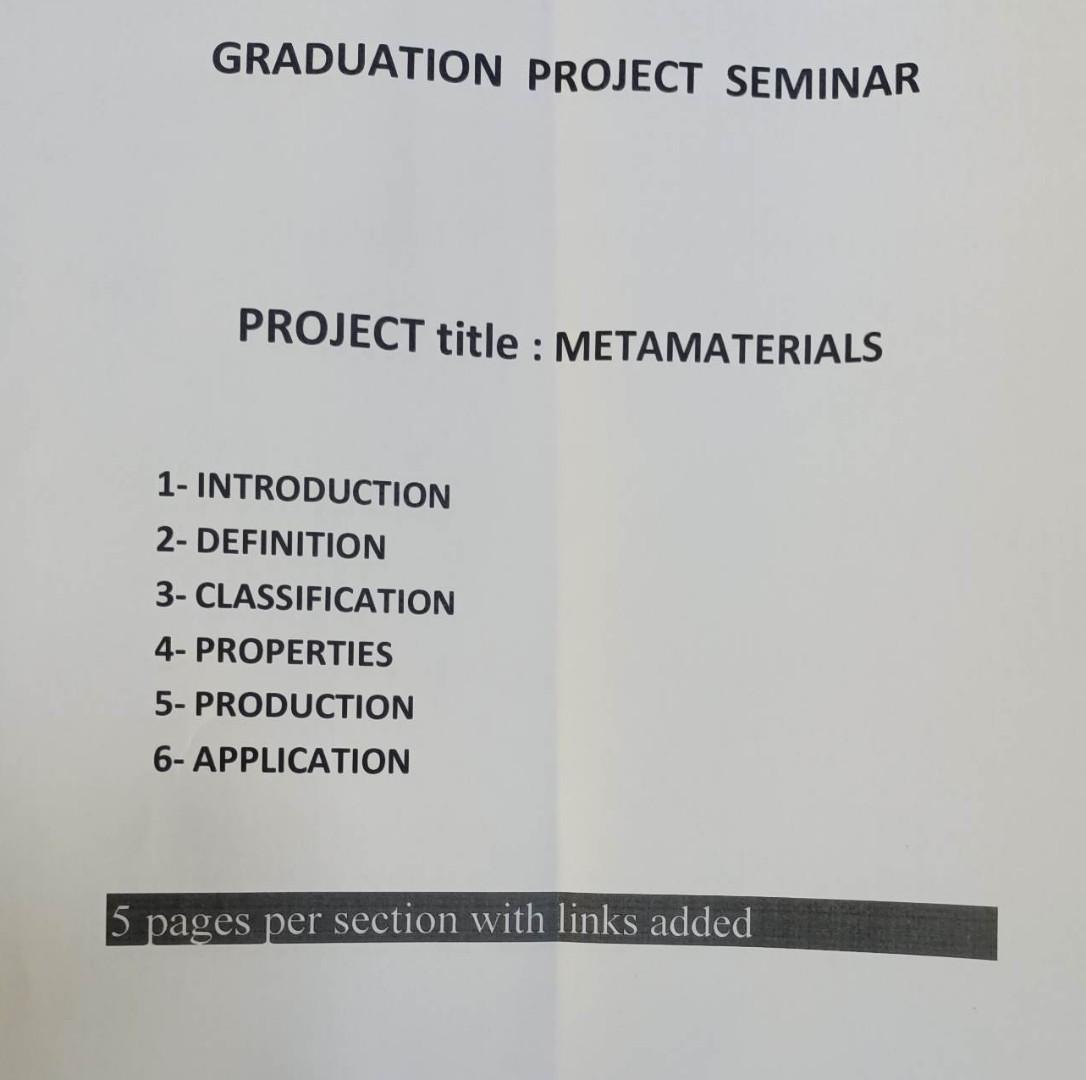 GRADUATION PROJECT SEMINAR PROJECT title : | Chegg.com