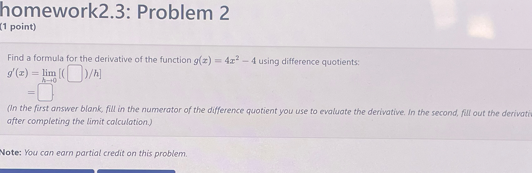 Solved homework2.3: Problem 2(1 ﻿point)Find a formula for | Chegg.com