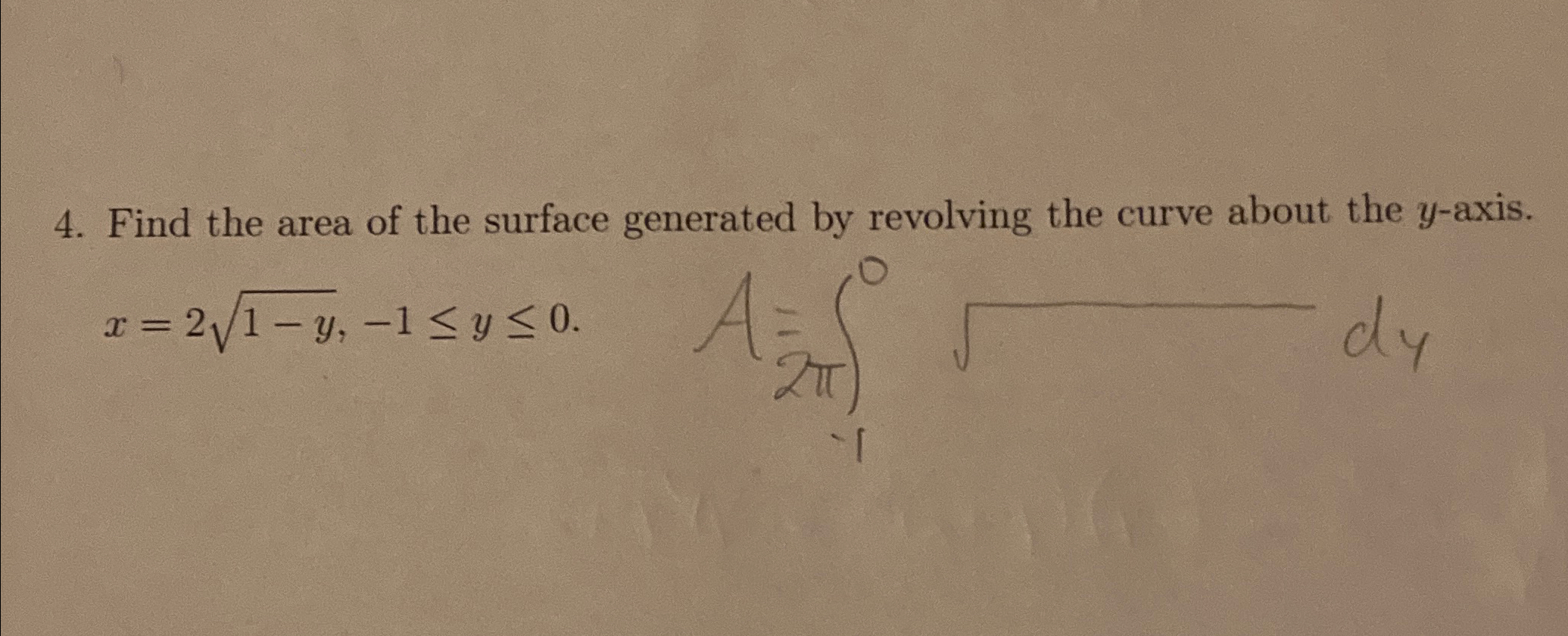 Solved Find the area of the surface generated by revolving | Chegg.com