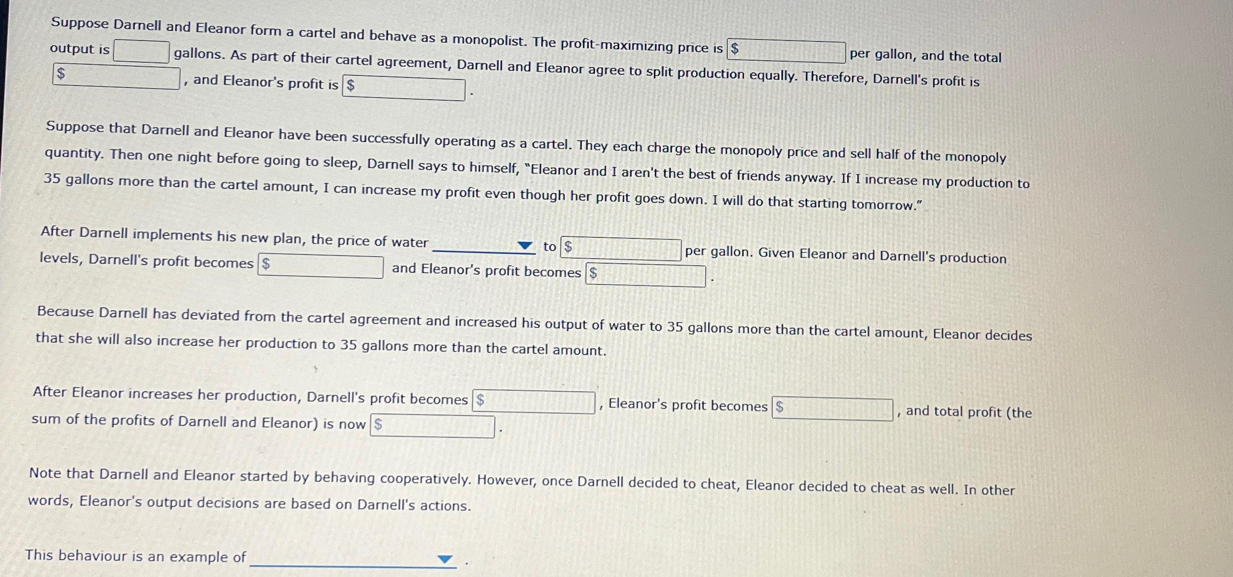 Solved Breakdown of a cartel agreementConsider a town in | Chegg.com