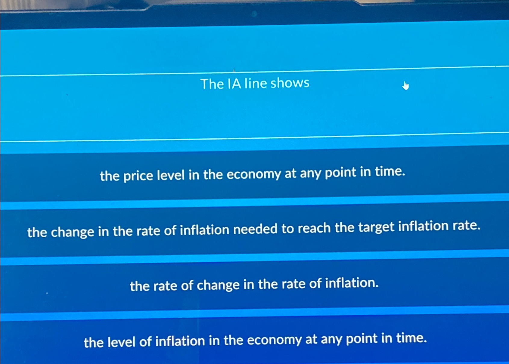 Solved The IA line showsthe price level in the economy at | Chegg.com