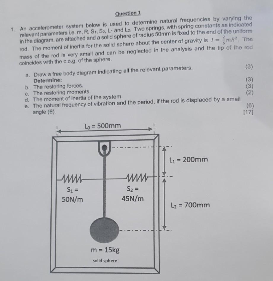 Solved Question 1 1. An accelerometer system below is used | Chegg.com Solved Question 1 1. An accelerometer system below is used | Chegg.com