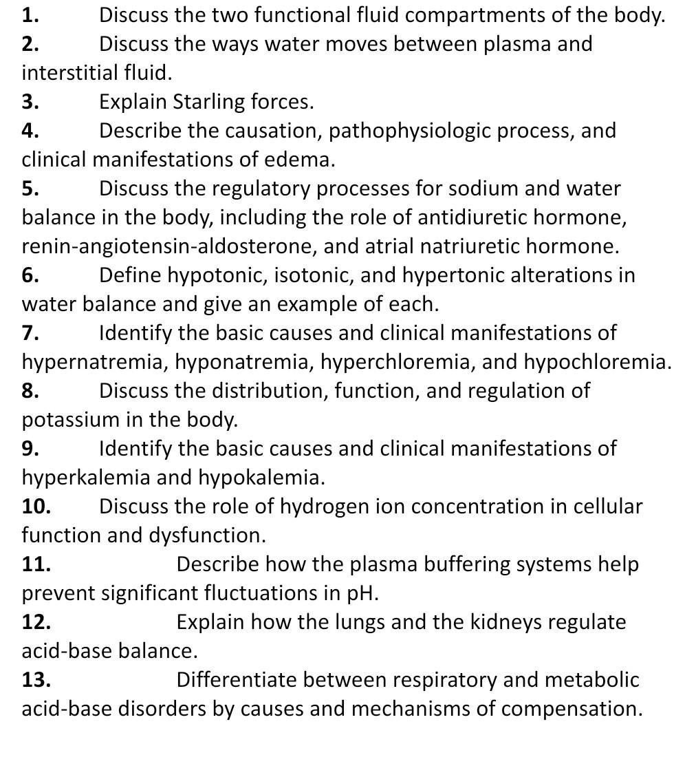 Solved 1. Discuss the two functional fluid compartments of | Chegg.com
