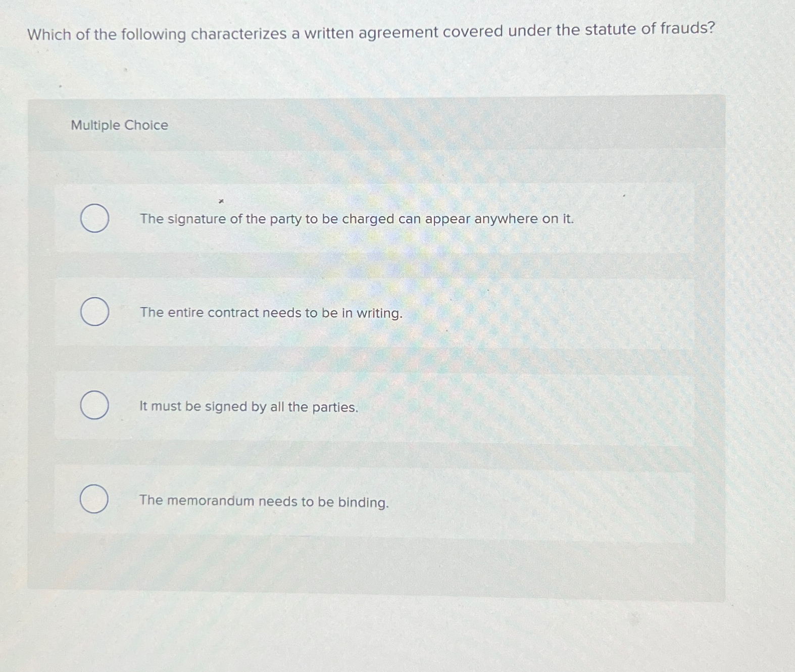 Solved Which of the following characterizes a written | Chegg.com